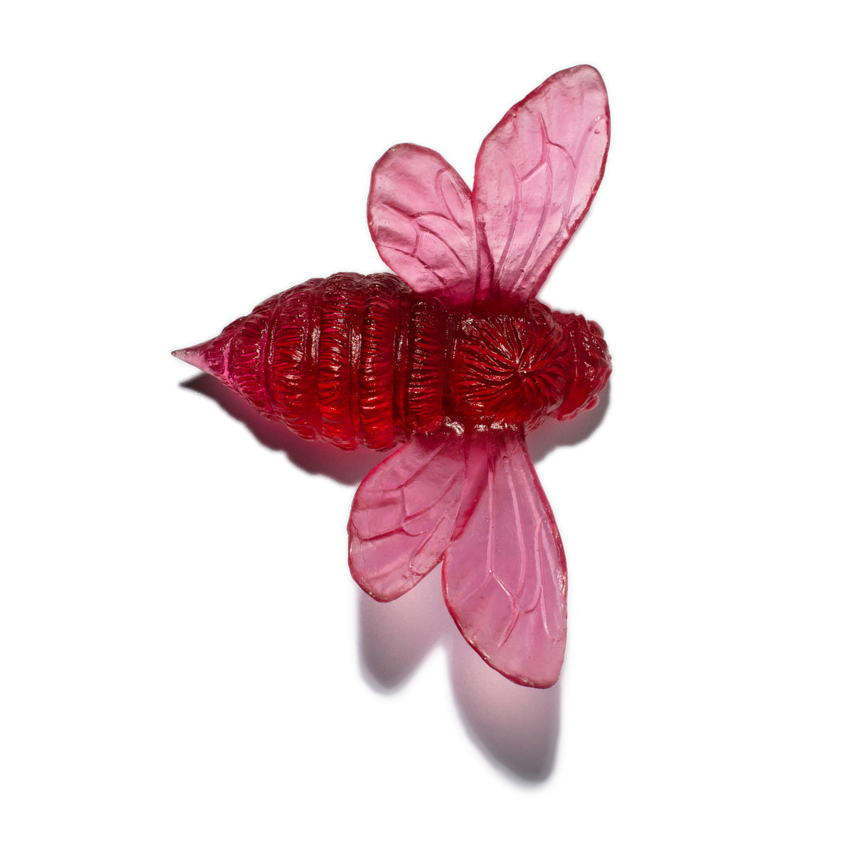 Cast Glass Bee (Wings Out)- Gold Ruby – Ferris Wheel